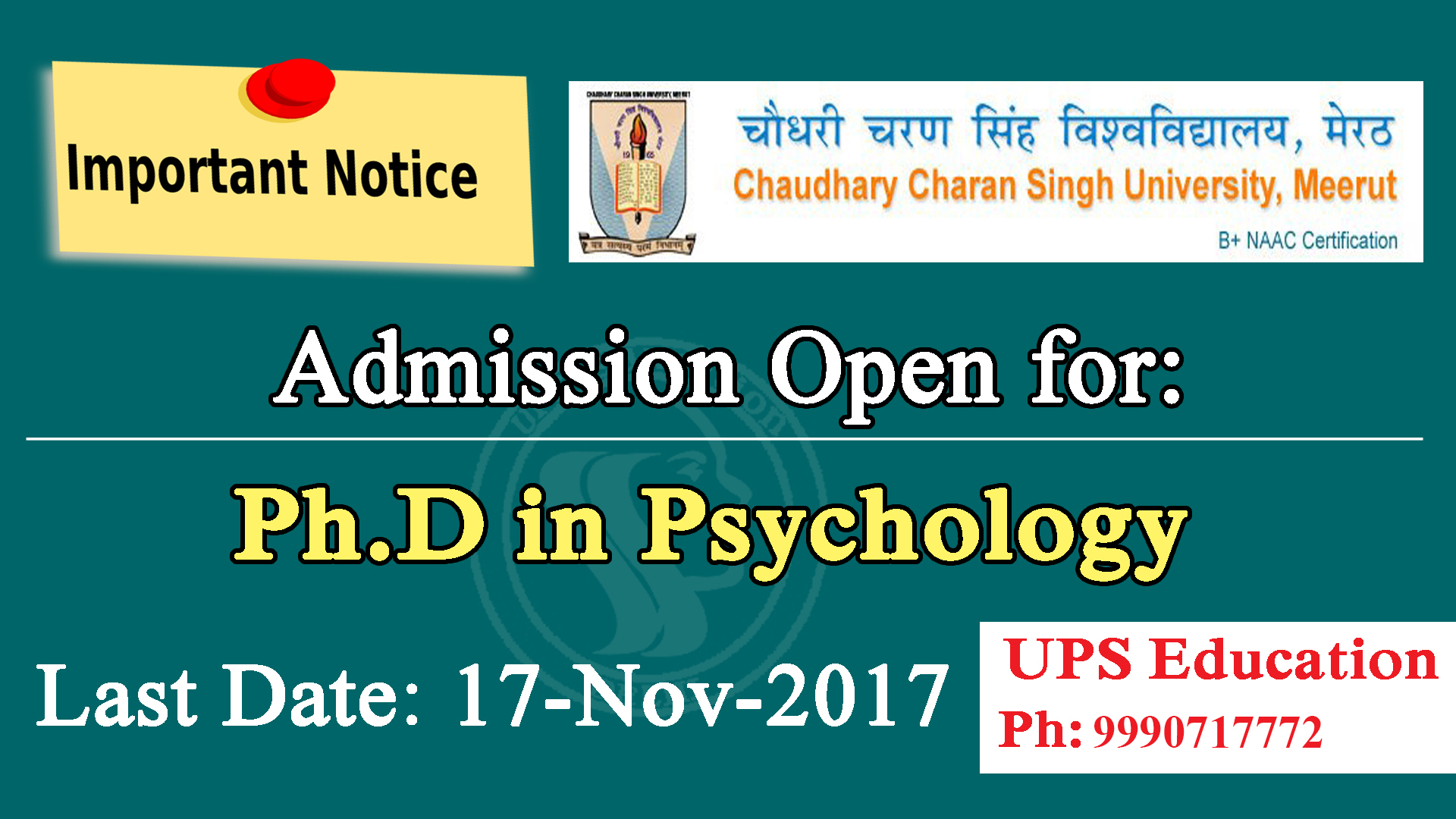 Admission Open for Ph.D Psychology Course – UPS Education - UPS Education