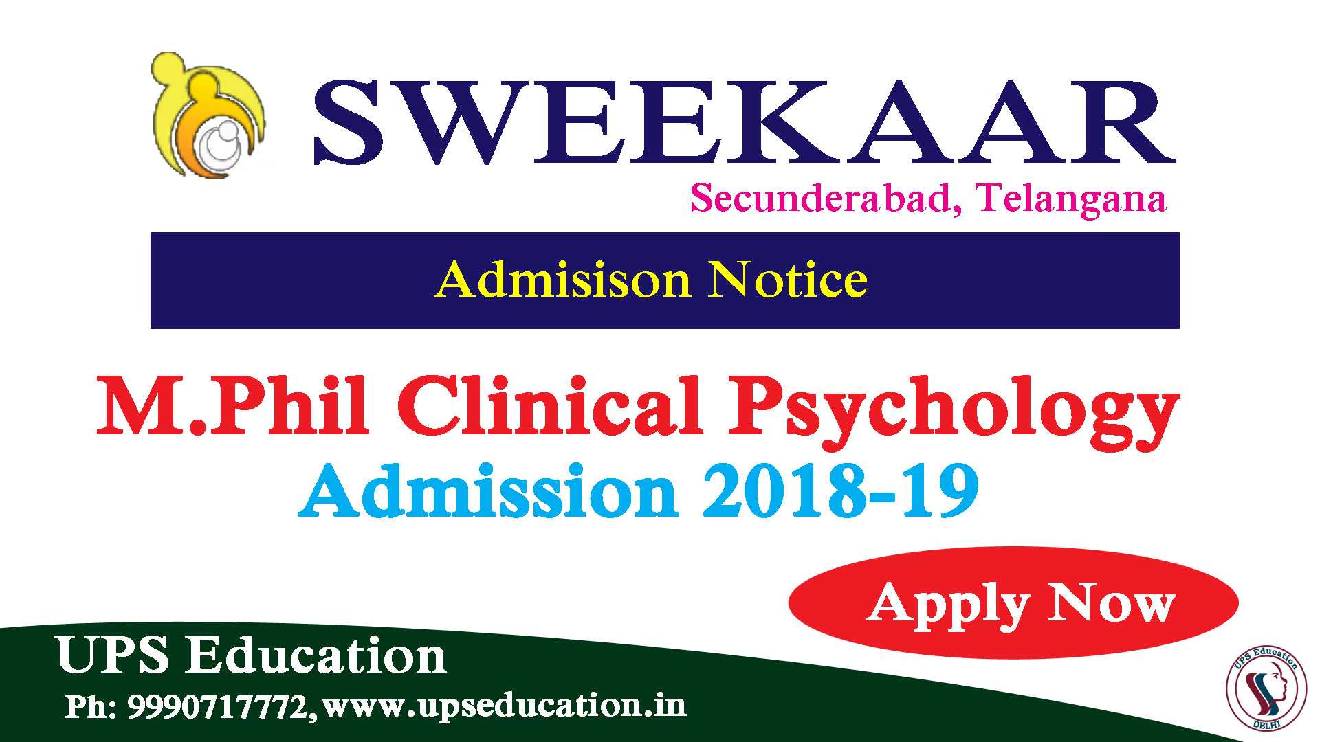 M.Phil Clinical Psychology Admission 2018 - Sweekaar - UPS Education